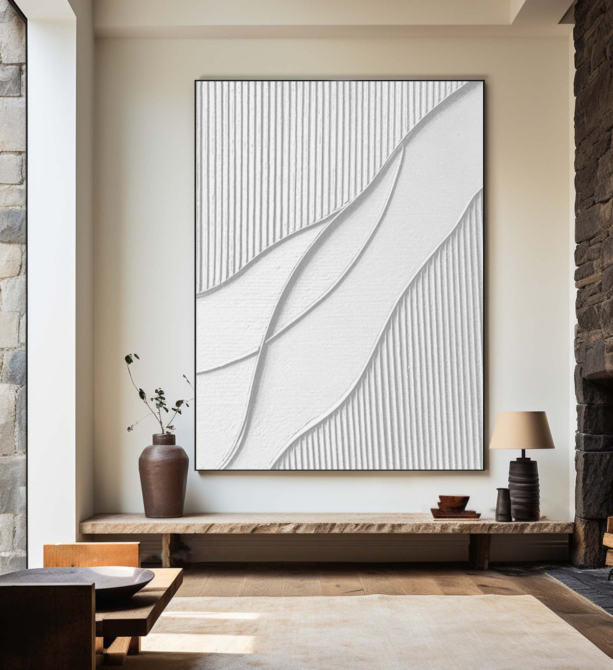 Contemporary 3d Textured White Abstract Paintings | Minimalist Wall Art ...