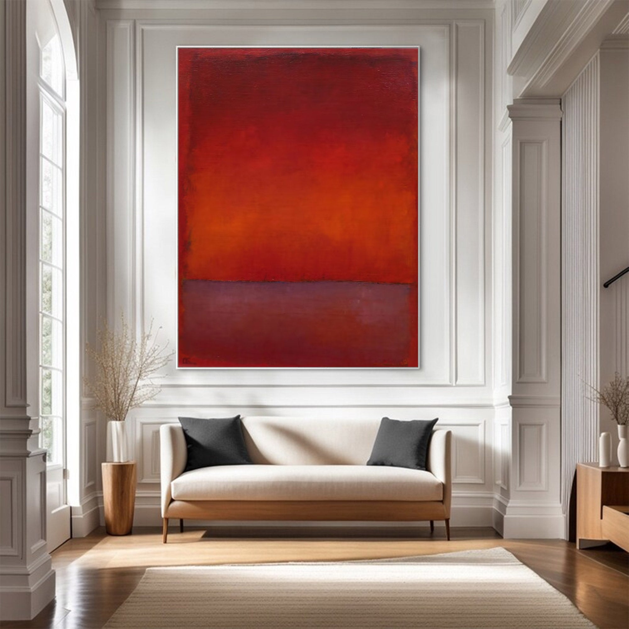 Large Abstract Color Field Painting Red Tones | ArtvistaGallery #WGA 013