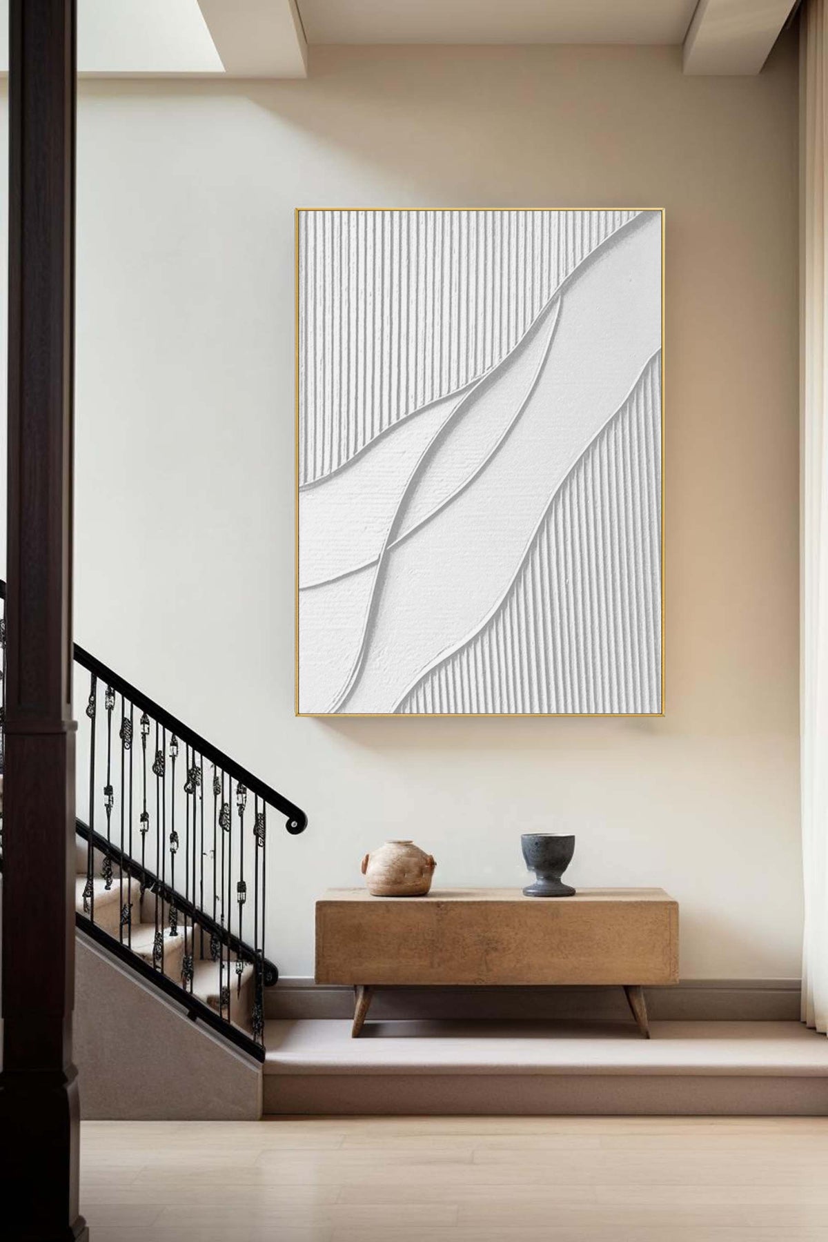 Contemporary 3d Textured White Abstract Paintings | Minimalist Wall Art ...