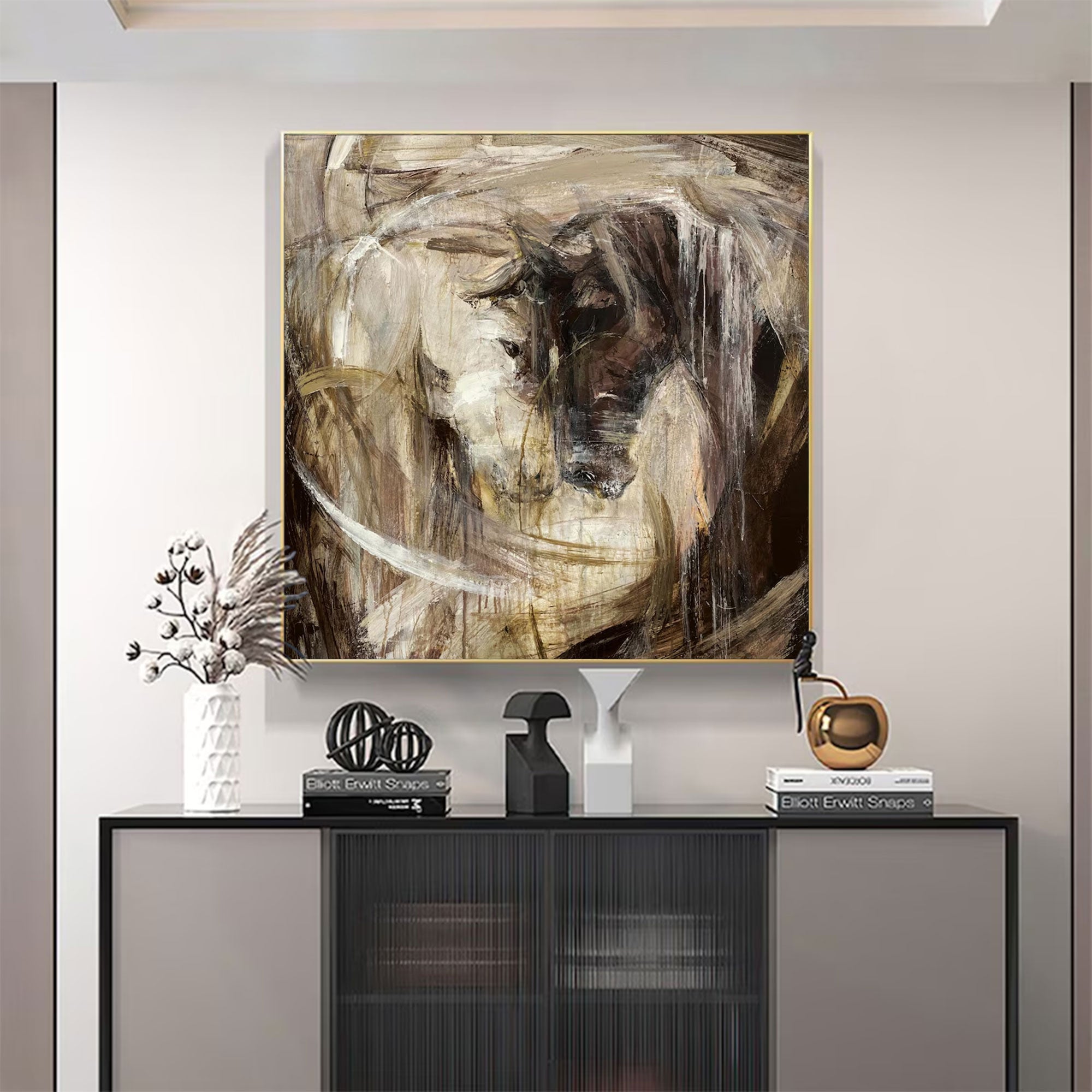 Abstract Decor Large Neutral Tone Swirl Canvas | ArtvistaGallery #WGA 026