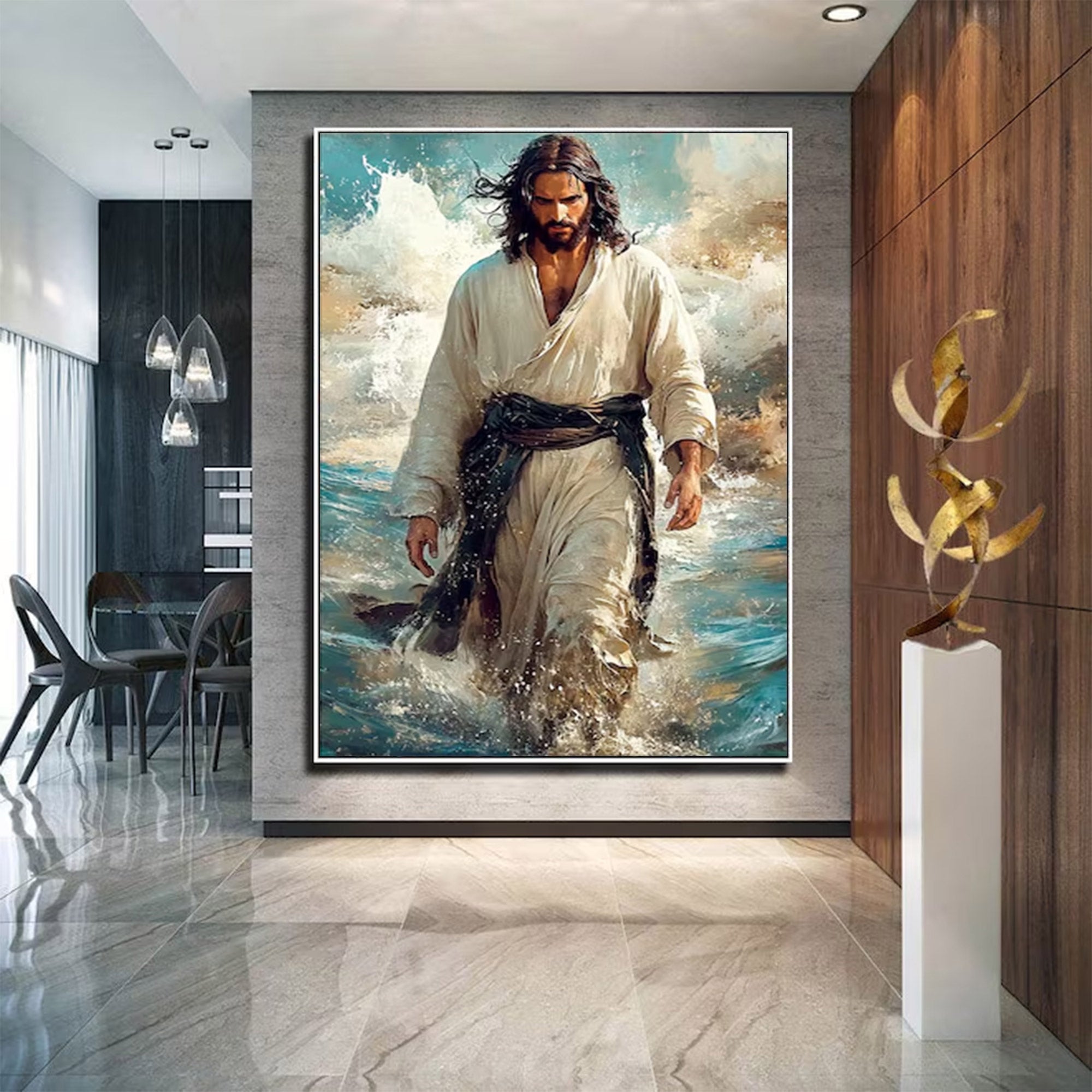 Spiritual Decor Large Jesus Walking on Water Canvas | ArtvistaGallery # ...
