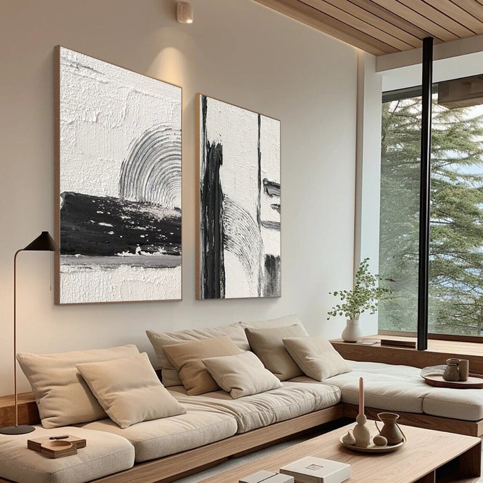Abstract Monochrome Diptych - Modern Elegance Wall Art SET OF 2 #AVG 029
