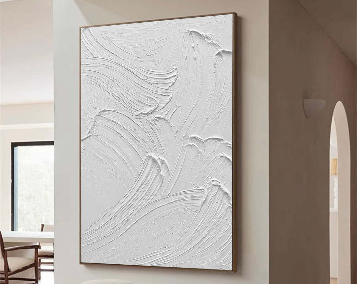 Minimalist White Abstract Canvas Wall Art Contemporary