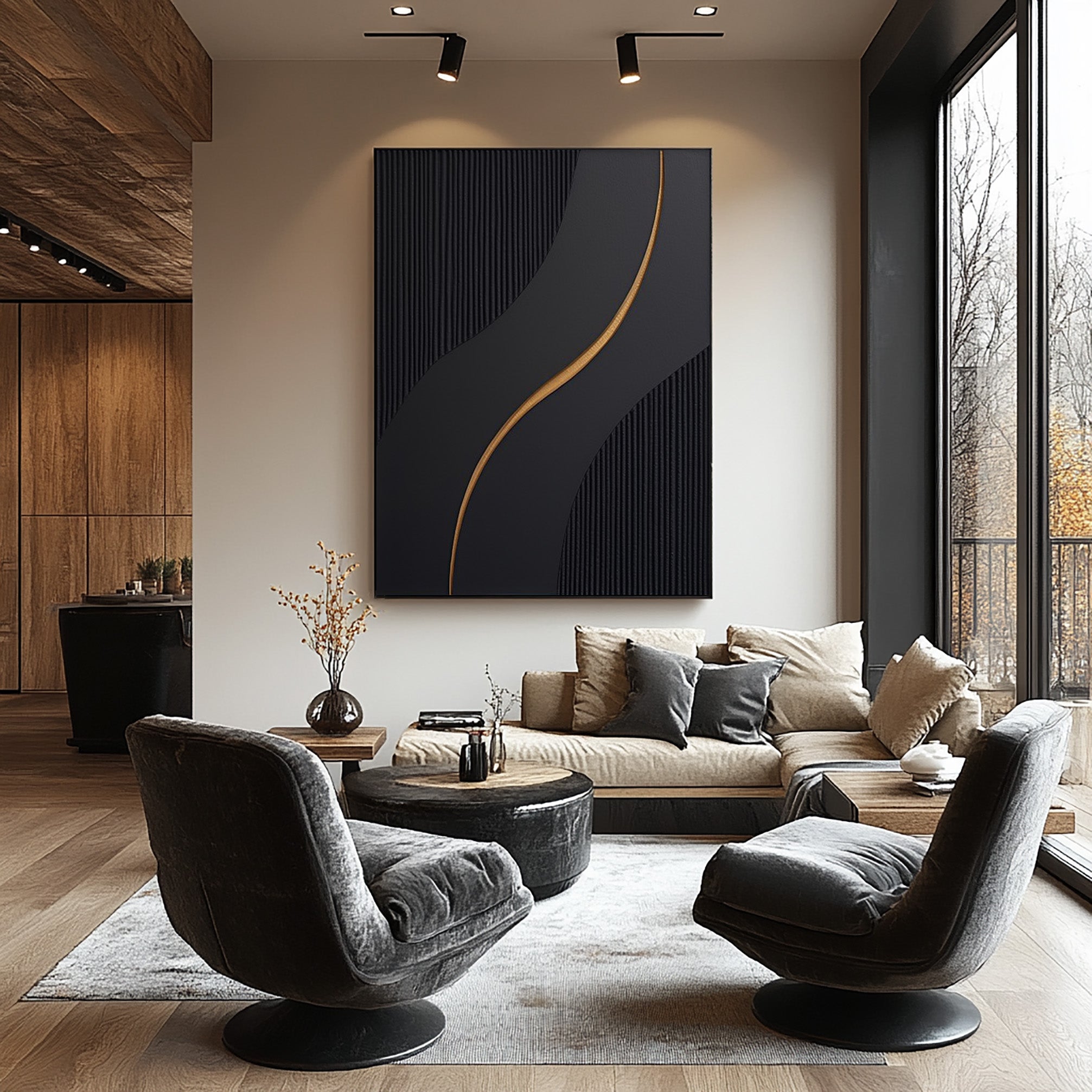 Contemporary Gold Line Wall Art | Dramatic & Modern | ArtVista Gallery
