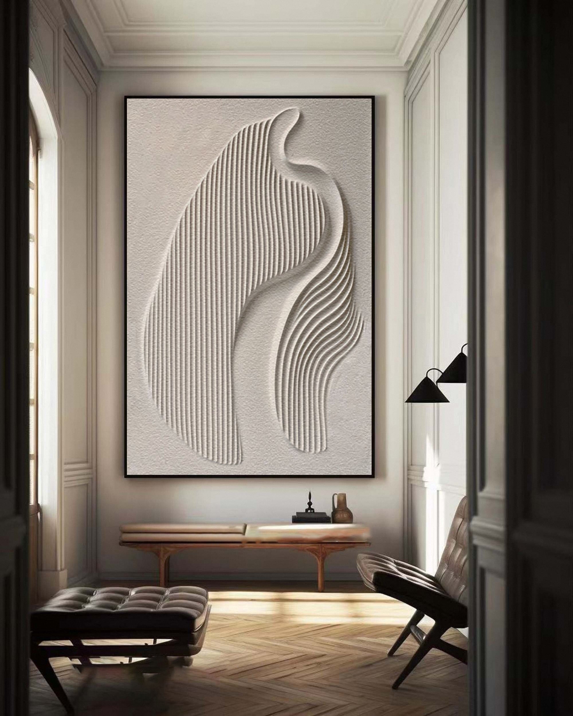 Large 3D Minimalist Abstract Canvas with Intricate Textured Design #BB