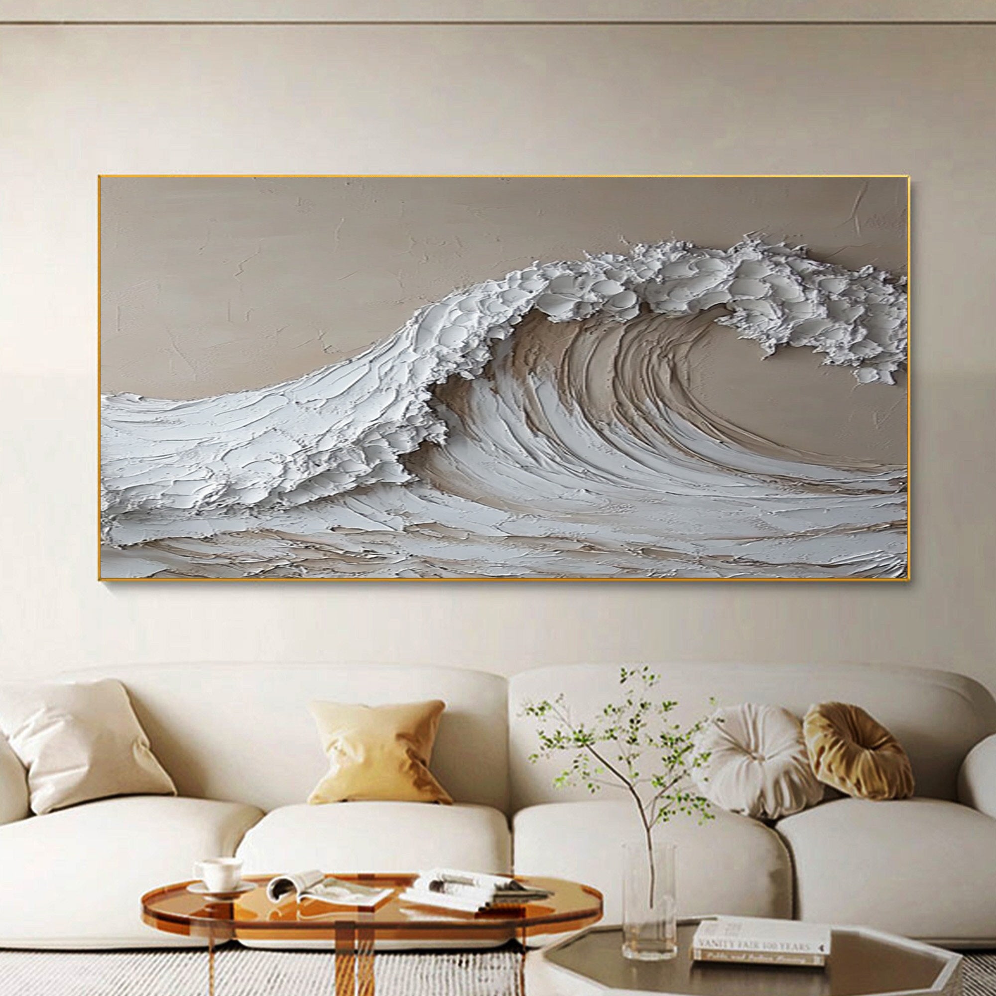Textured Ocean Wave Art 3D Oil Painting for Modern Living Rooms #BBM 0